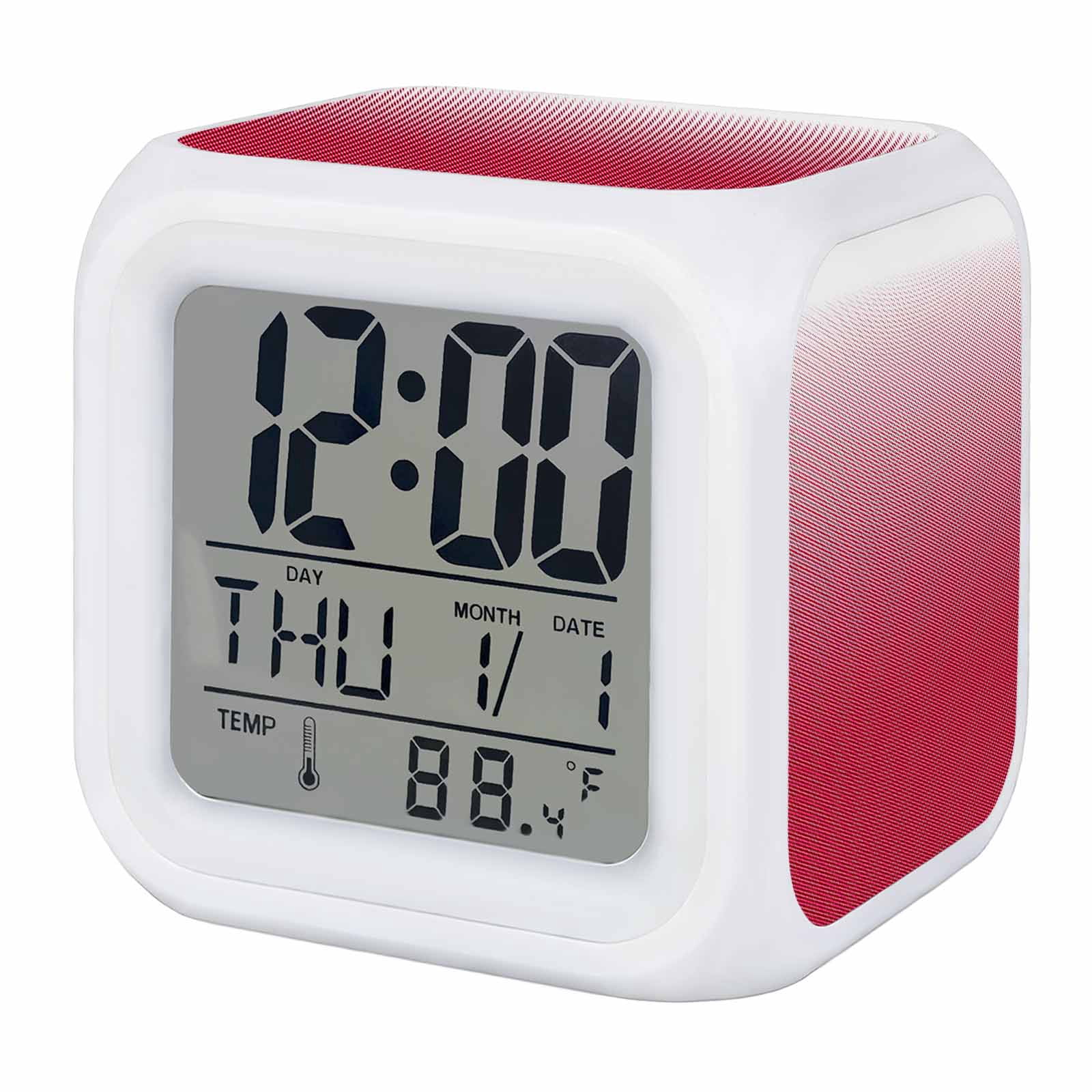 Alarm Clocks Red Polka Dots Ombre Digital Clock 7 Color LED Night Light ...