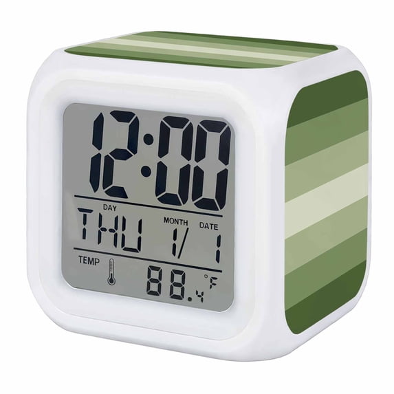 Alarm Clocks Sage Green Digital Clock 7 Color LED Night Light Silent ...