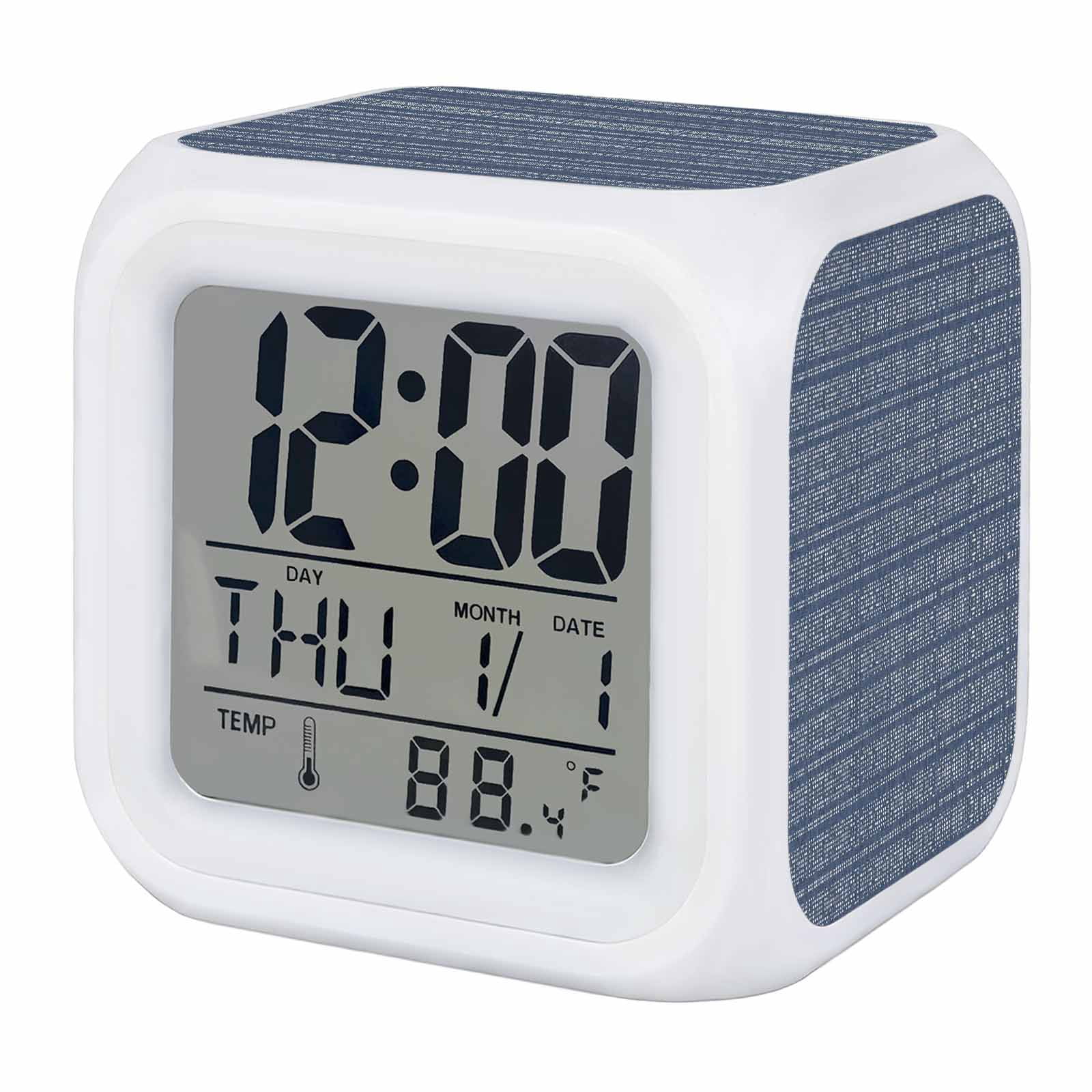Alarm Clocks Stripes Grain Digital Clock 7 Color LED Night Light Silent ...