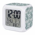 Alarm Clocks Teal Blue Paisley Pattern Digital Clock 7 Color LED Night ...