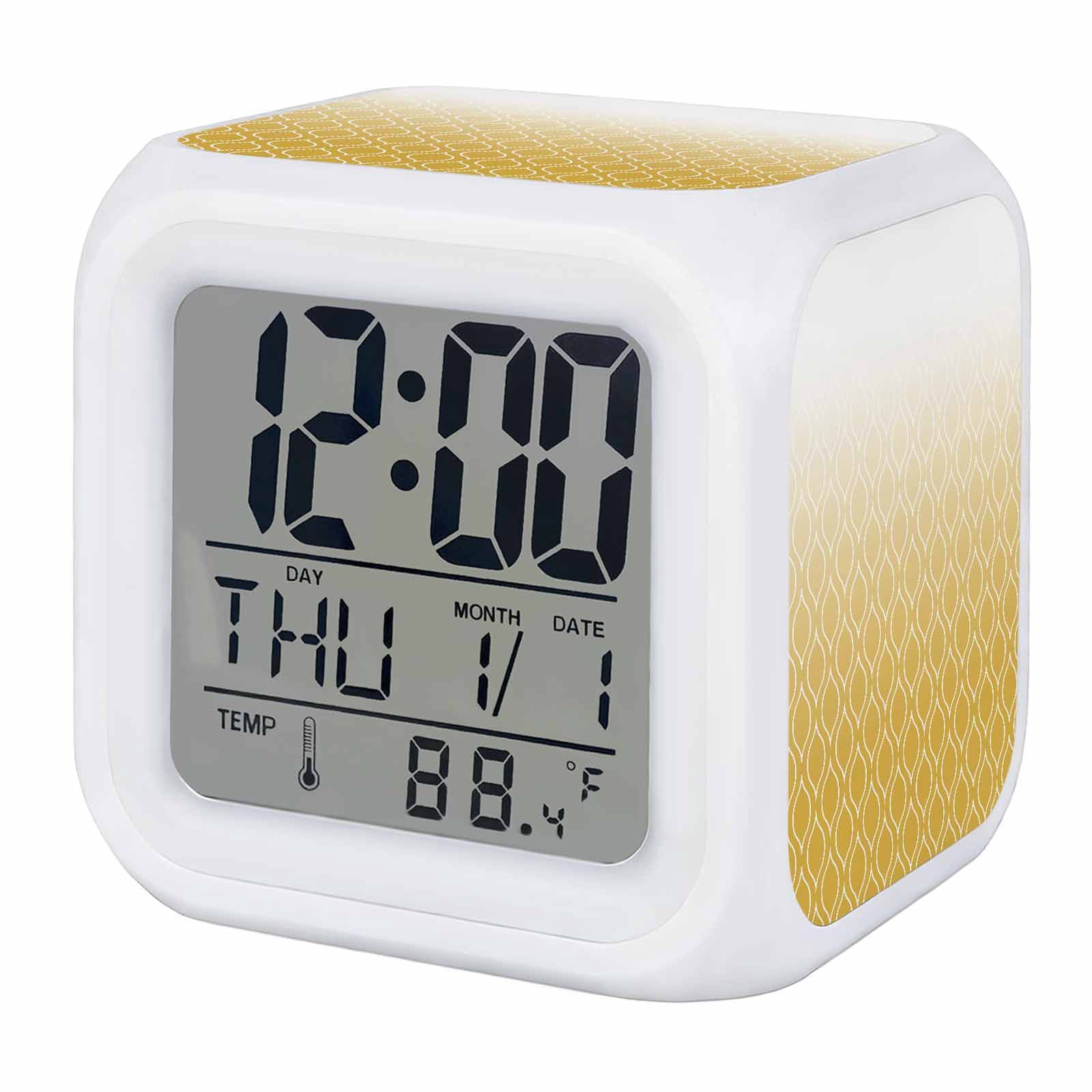 Alarm Clocks Yellow Morocco Digital Clock 7 Color LED Night Light ...