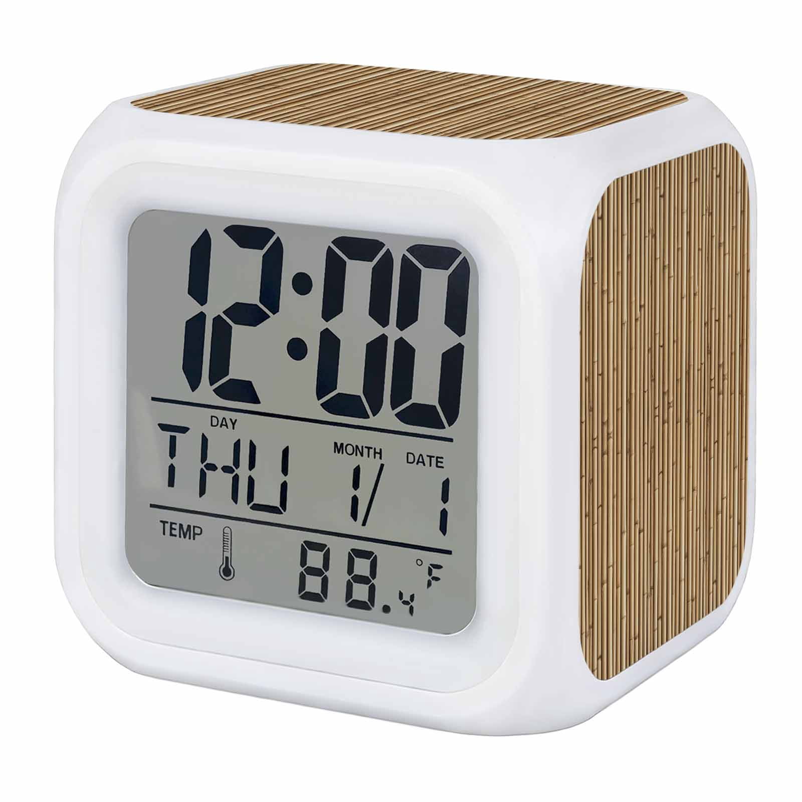 Alarm Clocks Yellow Tree Forest Digital Clock 7 Color LED Night Light ...