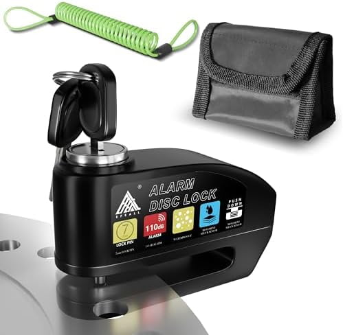 Alarm Disc Lock with Alarm 110dB, Anti Theft Waterproof Motorcycle Disc ...