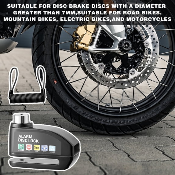 Alarm Disc Motorcycle Lock Anti-Theft, Waterproof Bike Lock, 110dB ...