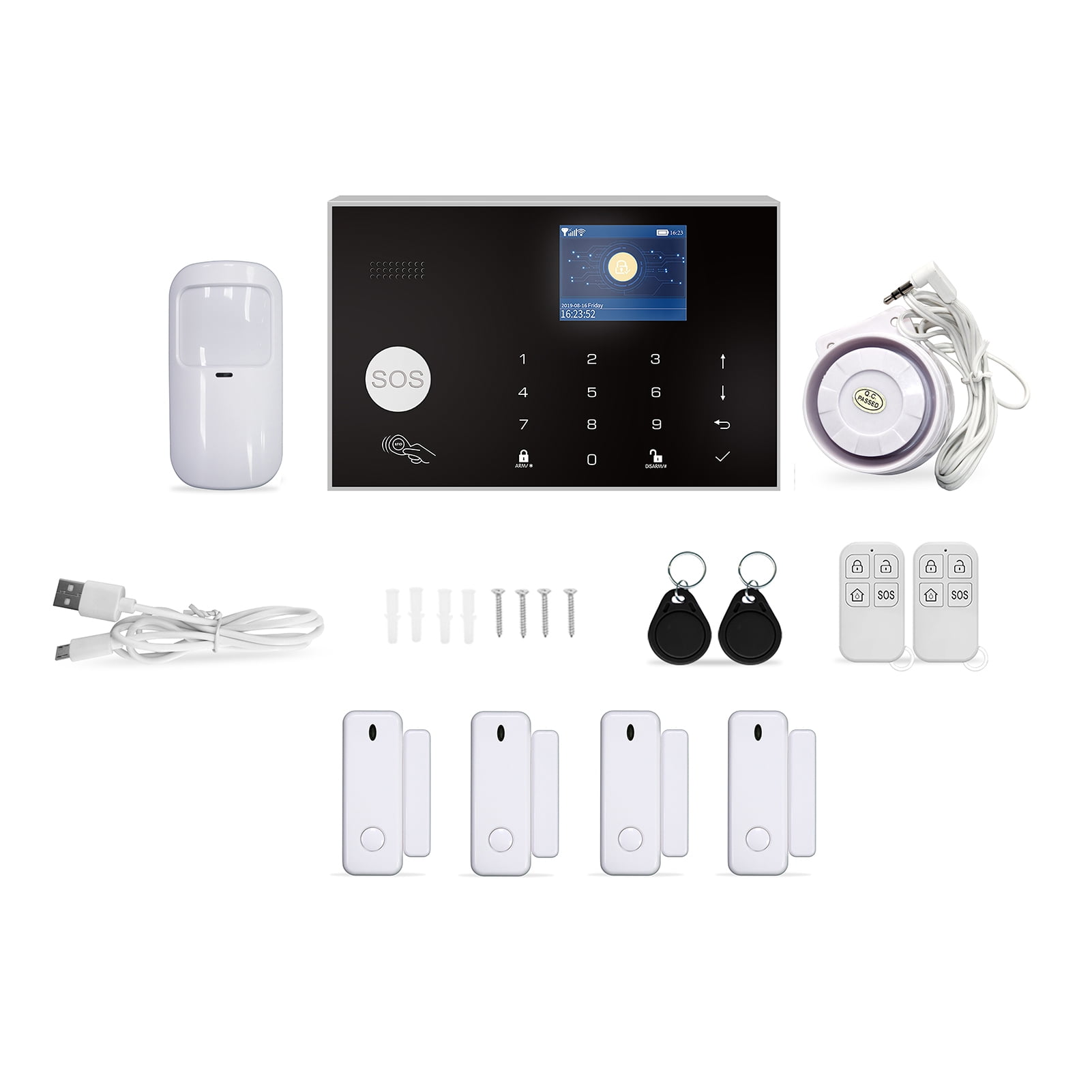 Alarm System, Screen Alarm Sos -theft Alarm Remote Diy Alarm 2.4-inch ...