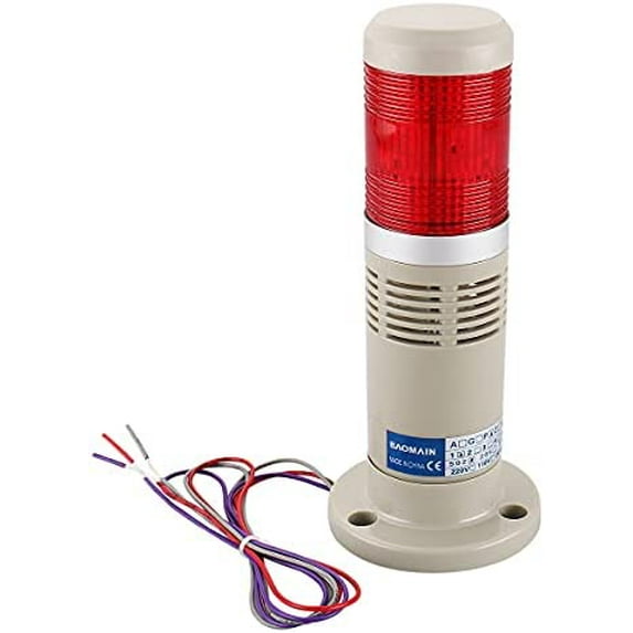 Alarm Warning Continuous Light 110V AC Industrial Buzzer Red LED Signal ...