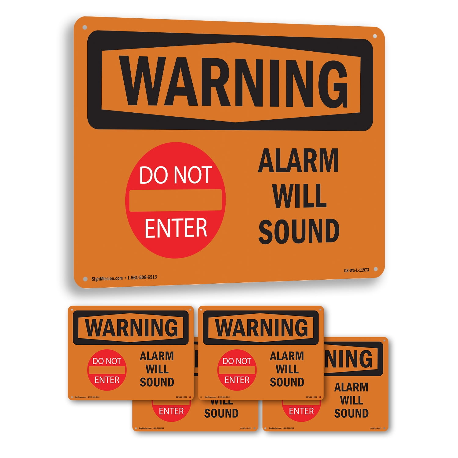 Alarm Will Sound With Symbol OSHA WARNING Rigid Plastic Sign 10 Inch x ...