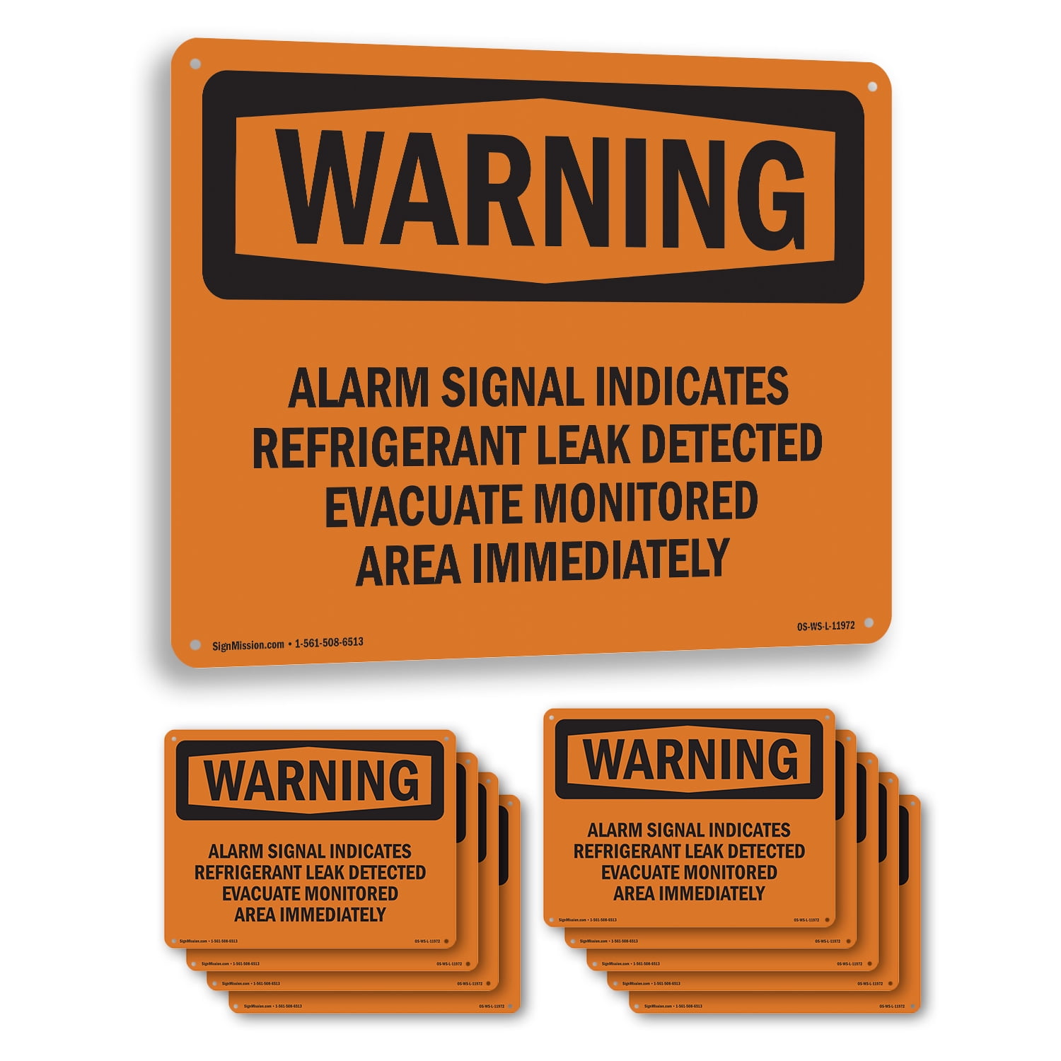 Alarmal Indicates Refrigerant Leak OSHA WARNING Aluminum Sign 24 Inch x ...