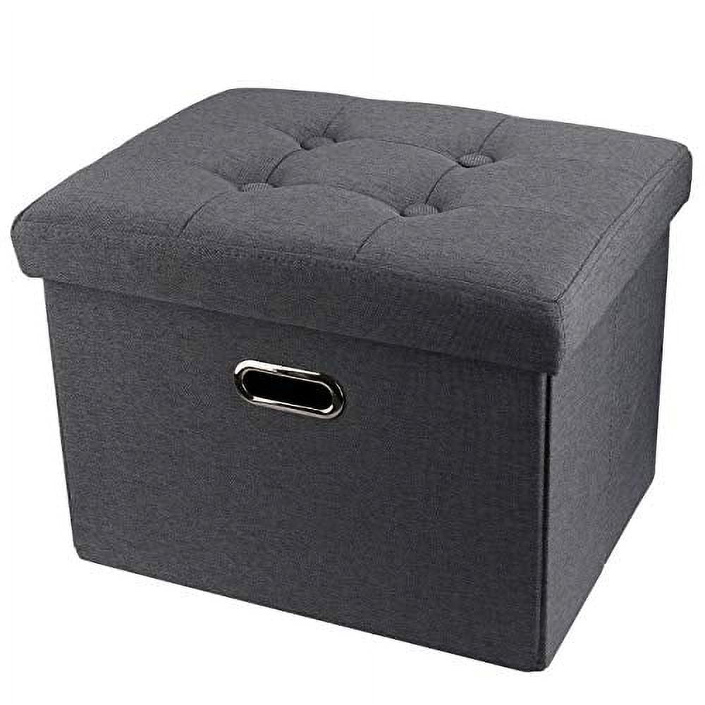Alasdo Foldable Storage Ottoman, Linen Fabric Stool, Foot Rest ...