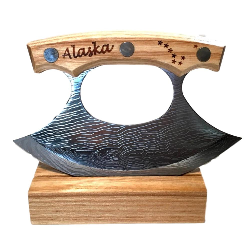 Alaska Alaskan Ulu Dipper Wood Handle Forged Damascus Stainless Steel ...