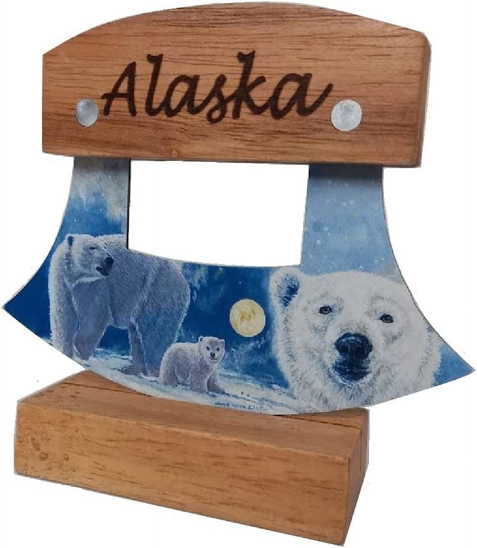 Alaska Alaskan Ulu Wood Handle 2 Side Design Polar Bear Moose Jon Van ...