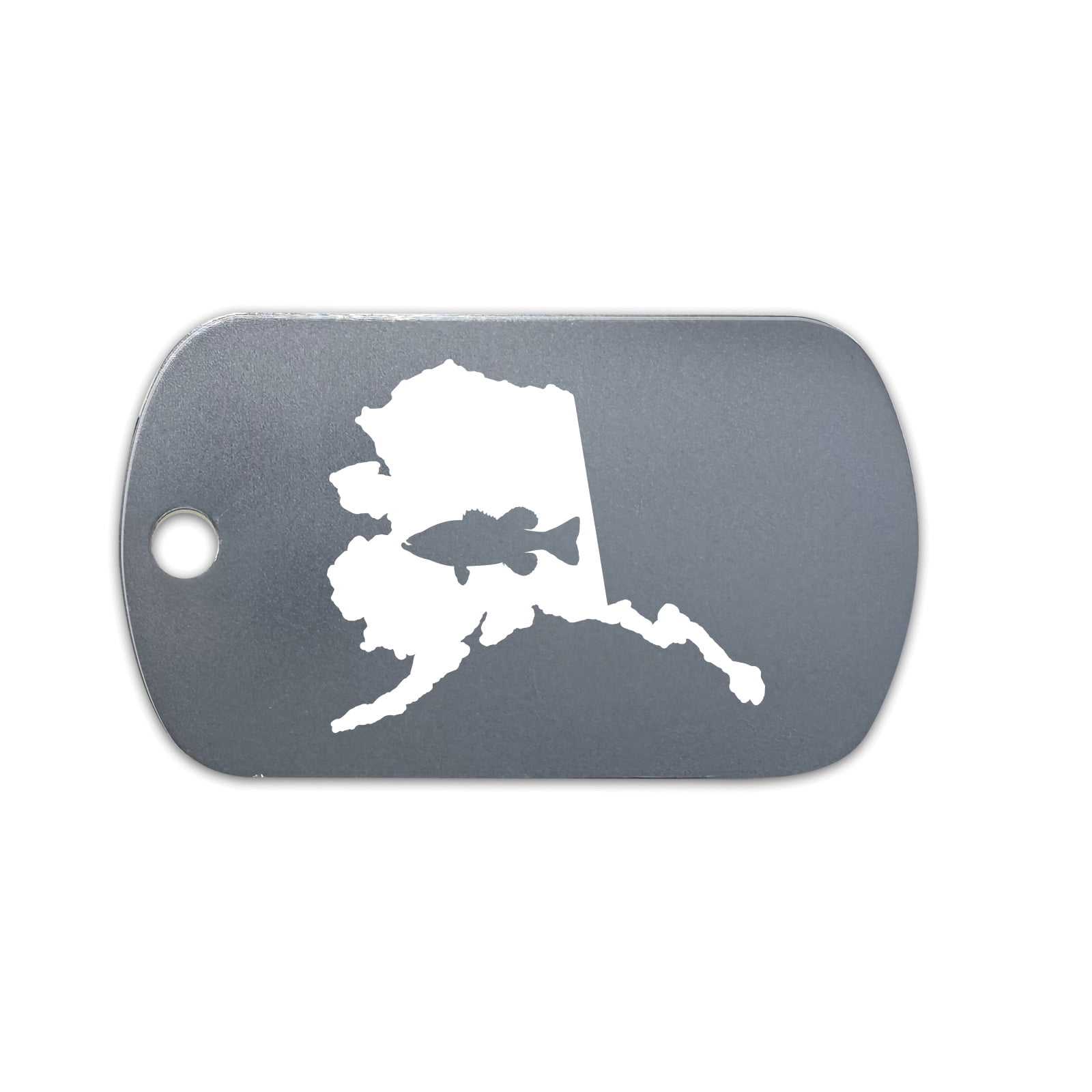 Alaska Bass GI Dog Tag Aluminum Keychain state shaped largemouth sport ...