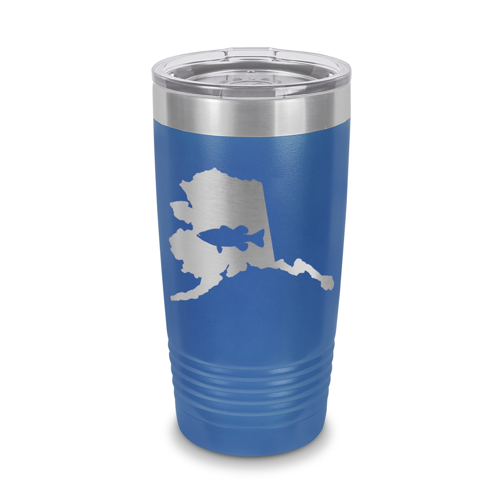 Alaska Bass Tumbler 20 oz - Laser Engraved w/ Clear Lid - Stainless ...