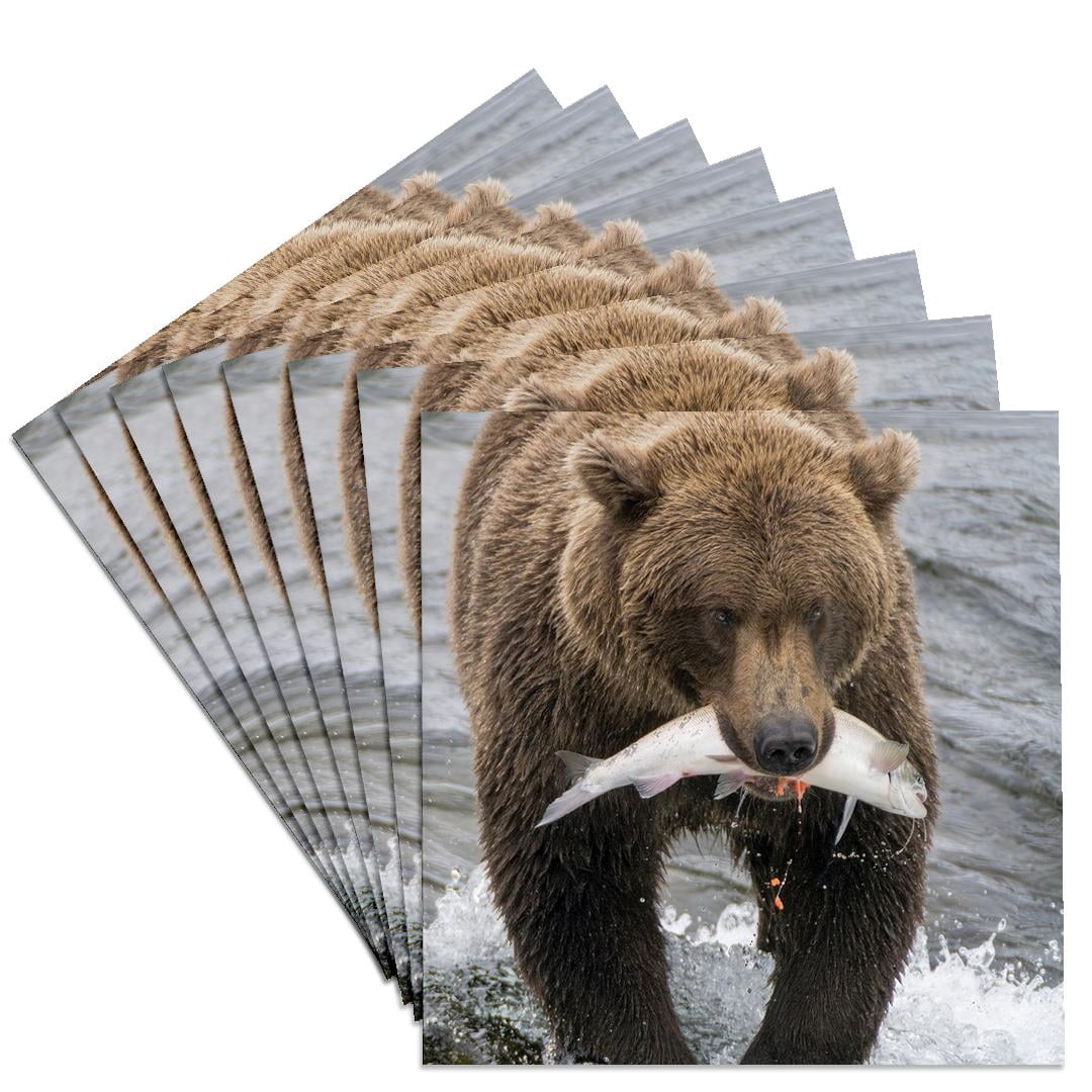 3drose, Alaska, Brooks Falls. Grizzly Bear Holding Salmon in Its Mouth ...