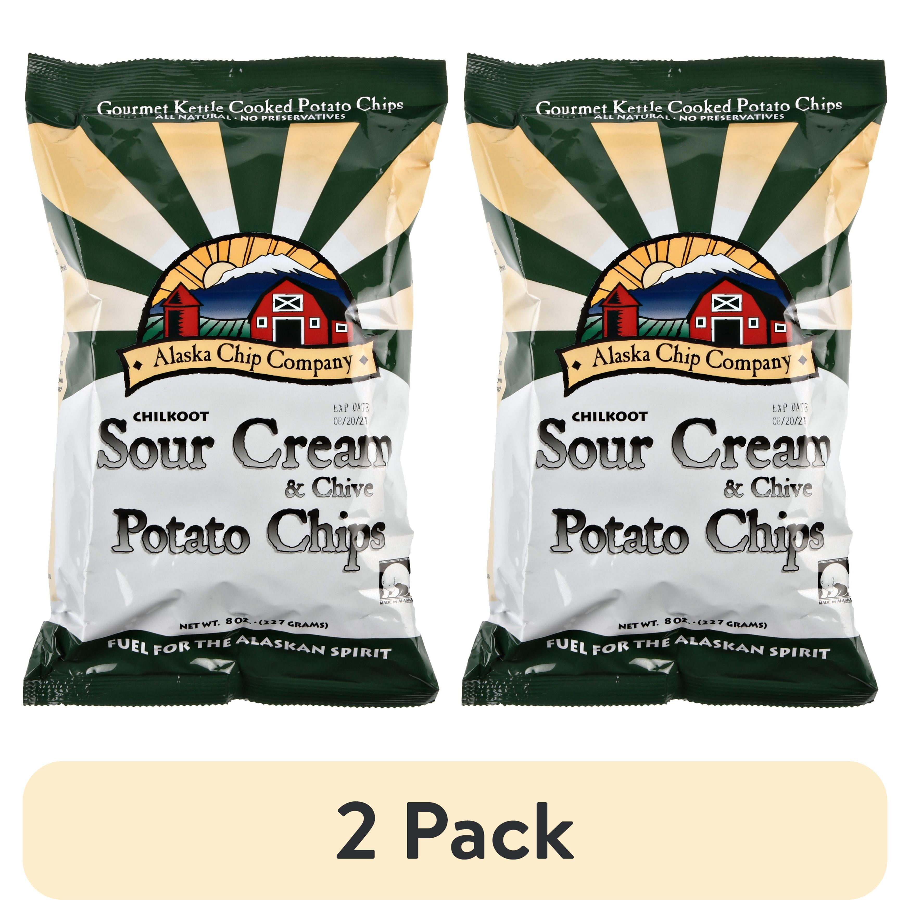(2 pack) Alaska Chip Company Sour Cream & Chive Potato Chips, 8 oz ...