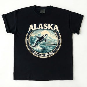 Alaska Cruise Shirt 2026 Minimal Line Art Whale Mountain Souvenir Tee ...