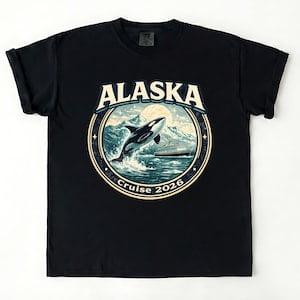 Alaska Cruise Shirt 2026 Minimal Line Art Whale Mountain Souvenir Tee ...