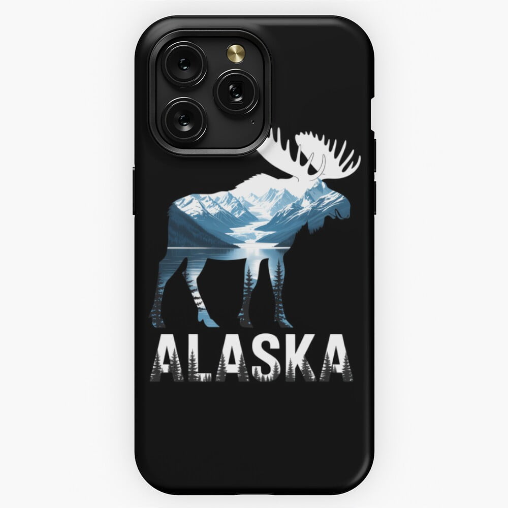 Alaska Day Moose Snowy Mountain Adventure iPhone Case 17 11 12 13 14 15 ...
