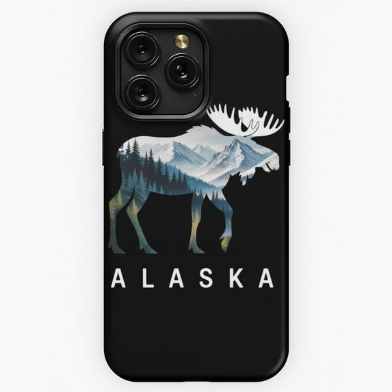 Alaska Day Moose Snowy Mountain Wilderness Nature Graphic iPhone Case ...