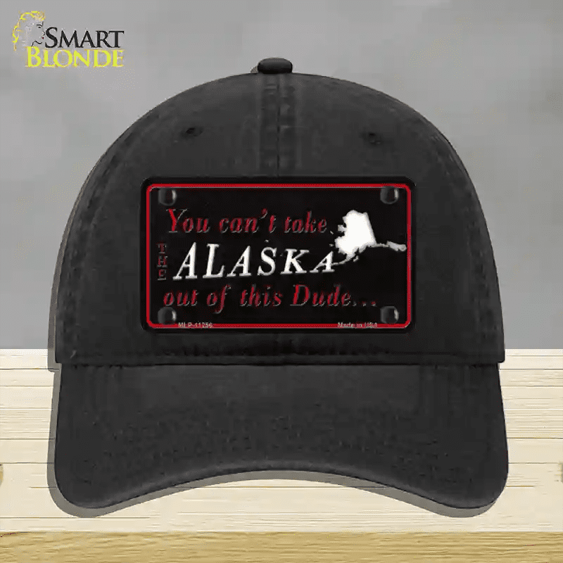 Alaska Dude Novelty License Plate Hat Unconstructed Cotton Black ...