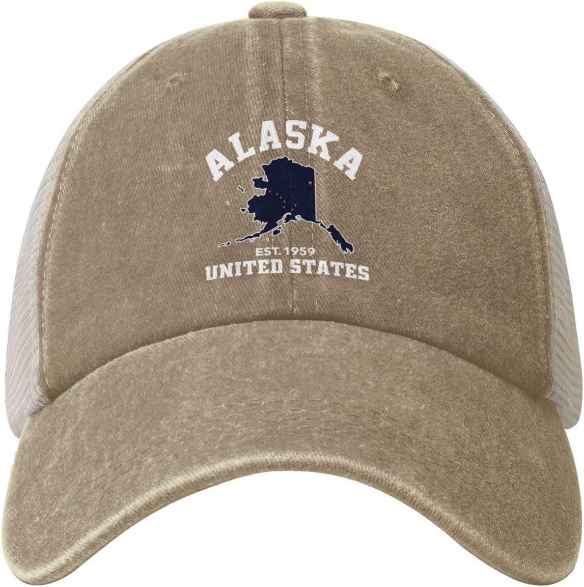 Alaska Est 1959 Patriotic Flag Cowboy Hat Men Vintage Mesh Baseball Cap ...