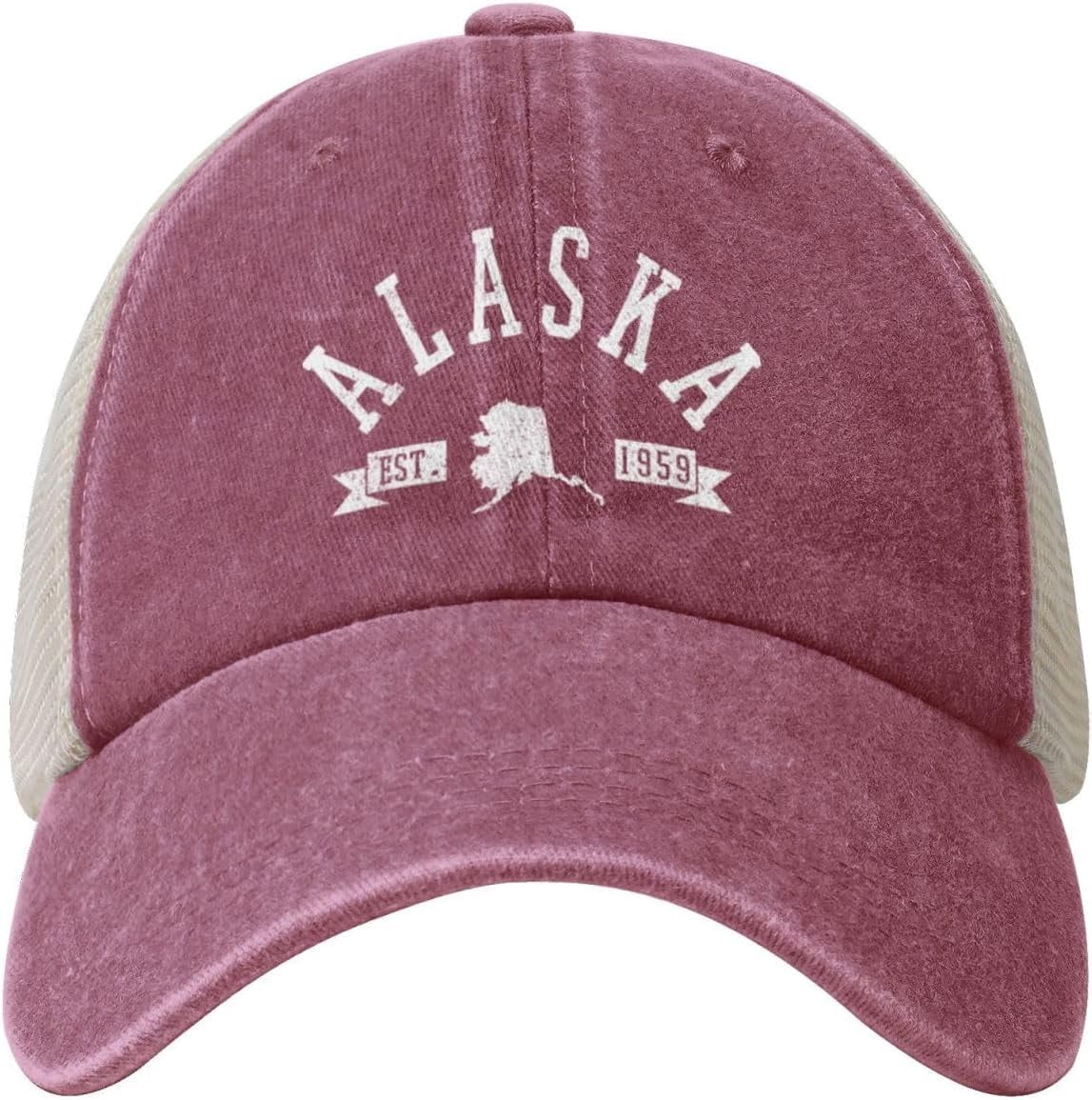 Alaska Est. 1959 State Map Souvenir Gift Cowboy Vintage Mesh Baseball ...