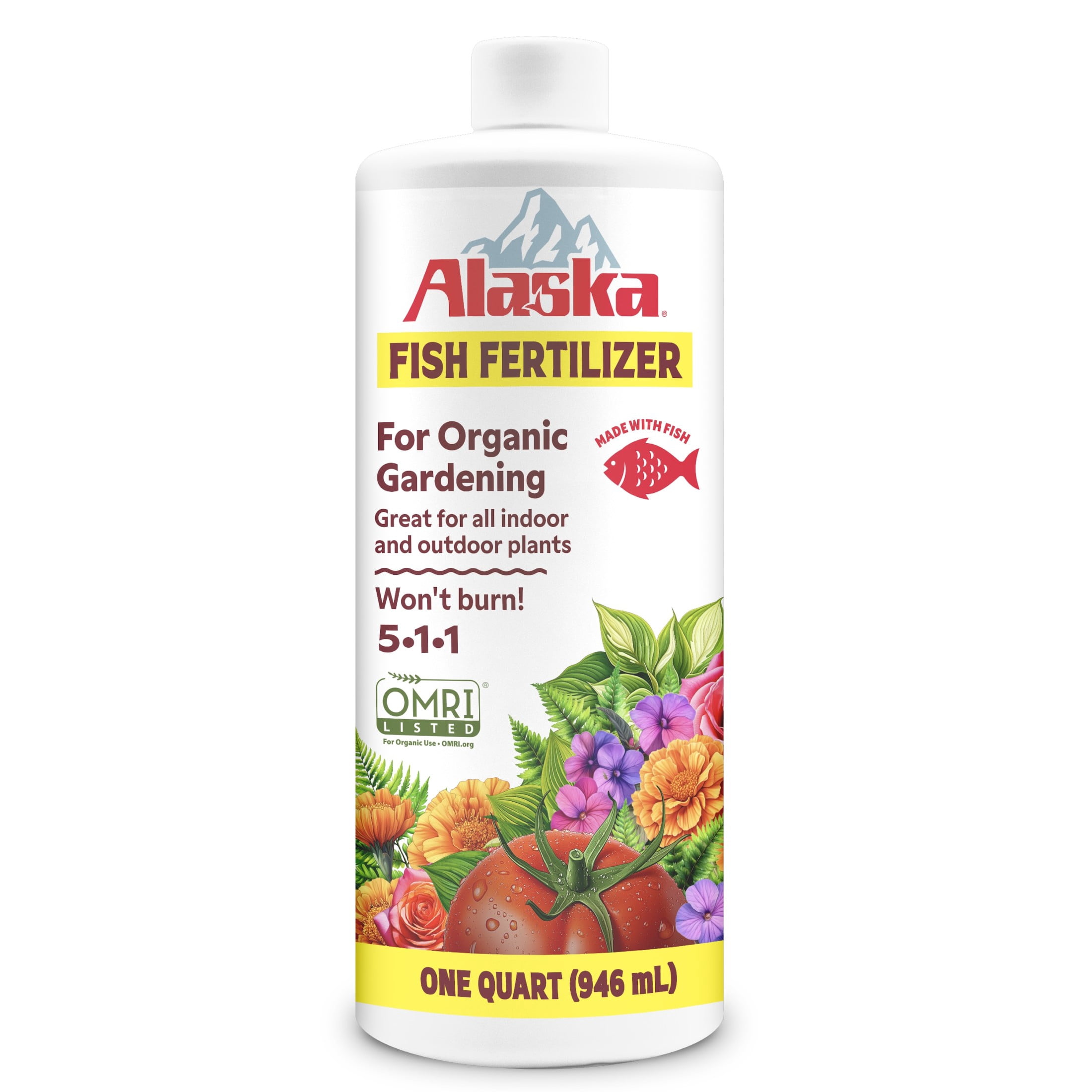 Alaska 5-1-1 Natural Organic Fish Emulsion Fertilizer Concentrate 1qt ...