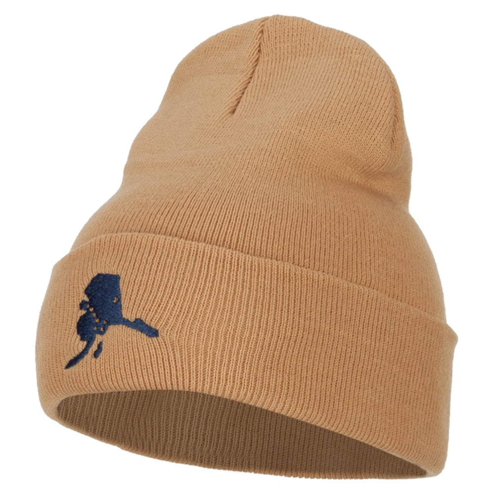 Alaska Flag Map Embroidered Long Beanie - Khaki OSFM - Walmart.com