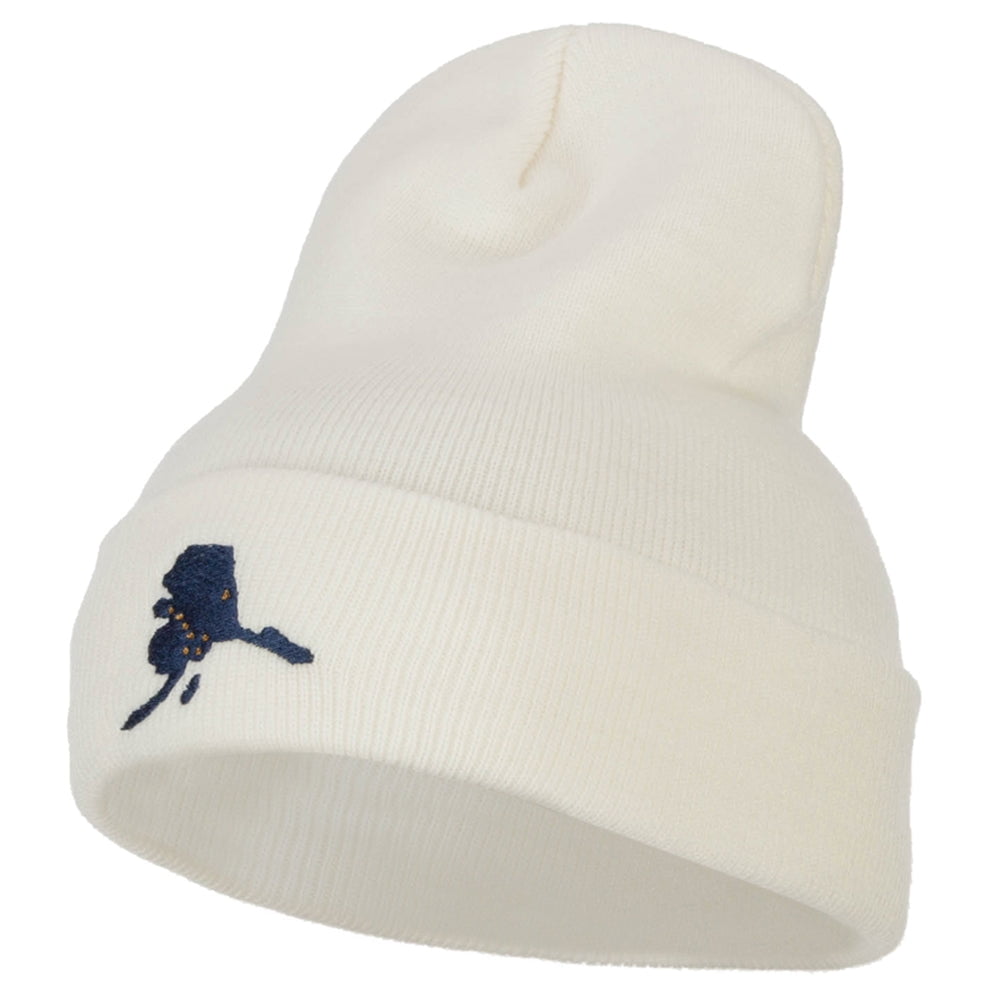 Alaska Flag Map Embroidered Long Beanie - White OSFM - Walmart.com