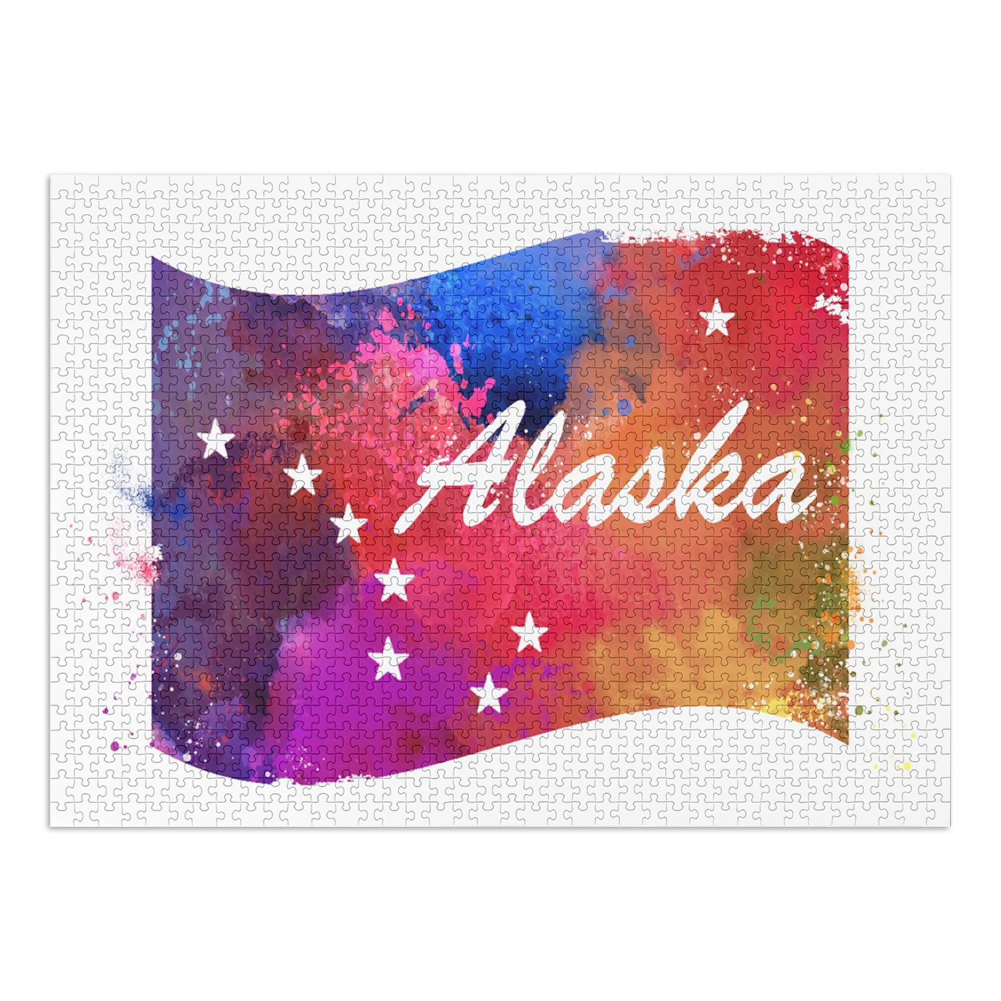 Alaska, Flag, Vibrant Watercolor (1000 Piece Puzzle, Size 19x27 ...