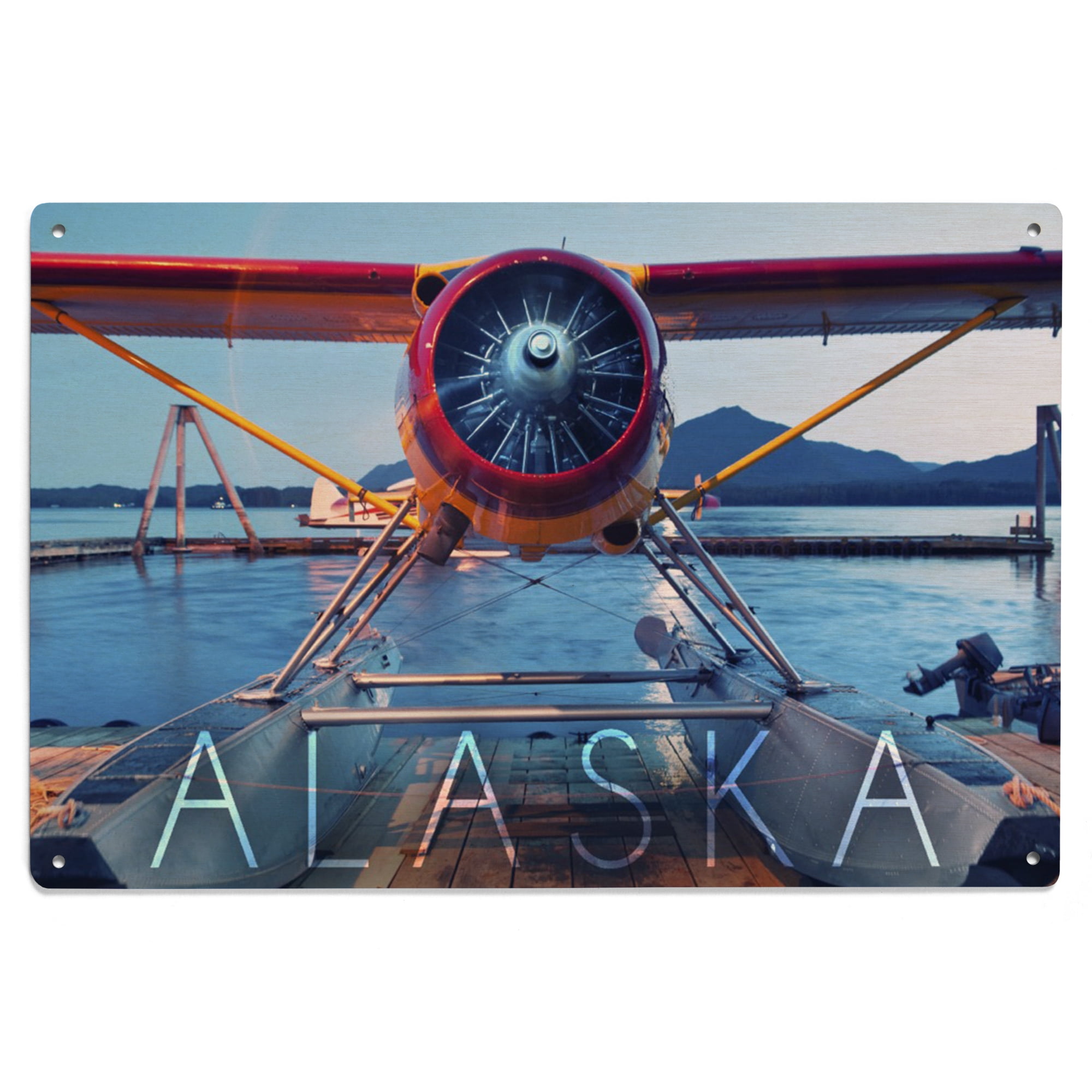 Alaska, Float Plane Birch Wood Wall Sign (6x9 Rustic Home Decor, Ready ...