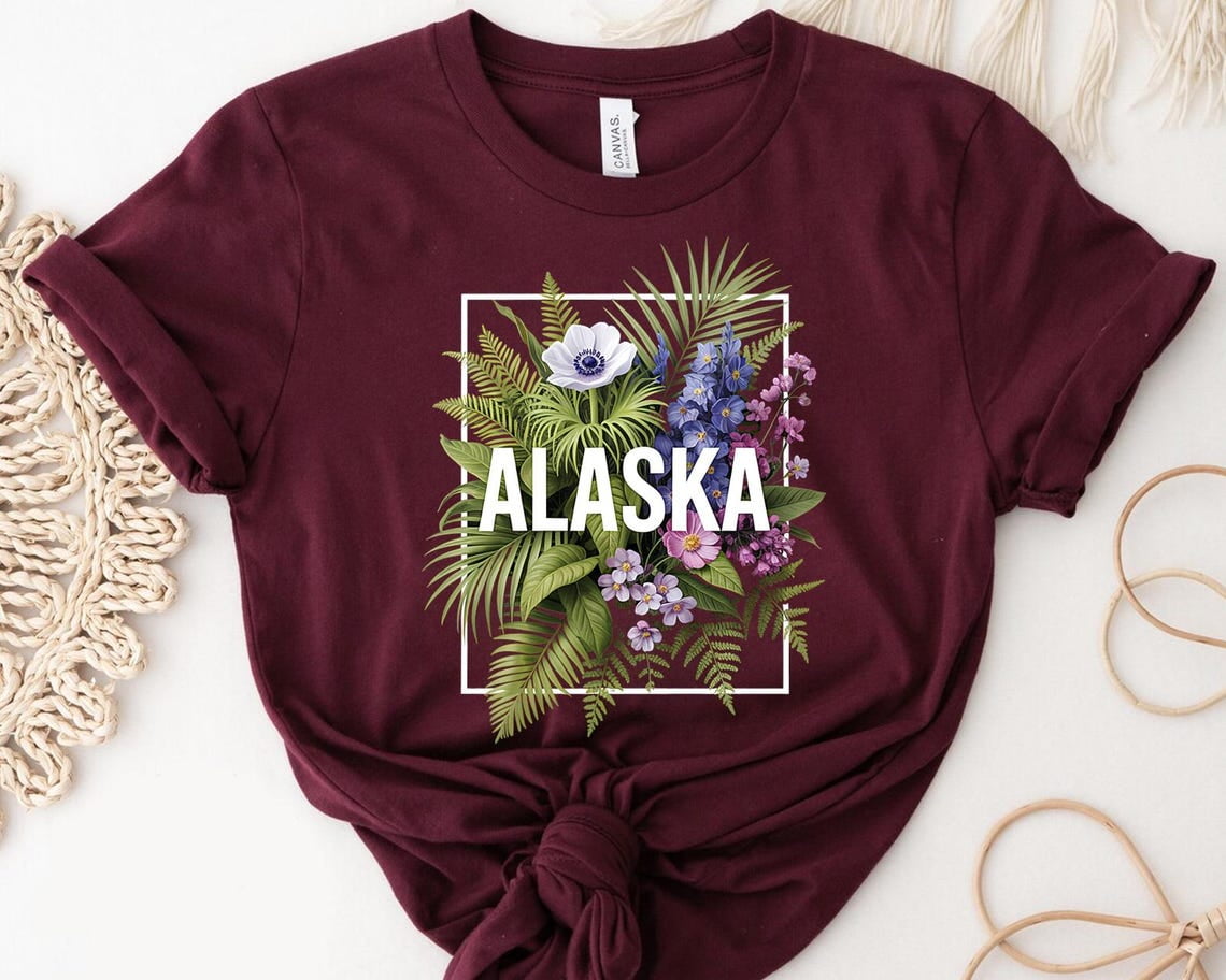 Alaska Floral T-Shirt: Nature-Inspired Design for Alaska Lovers TSHIRT ...