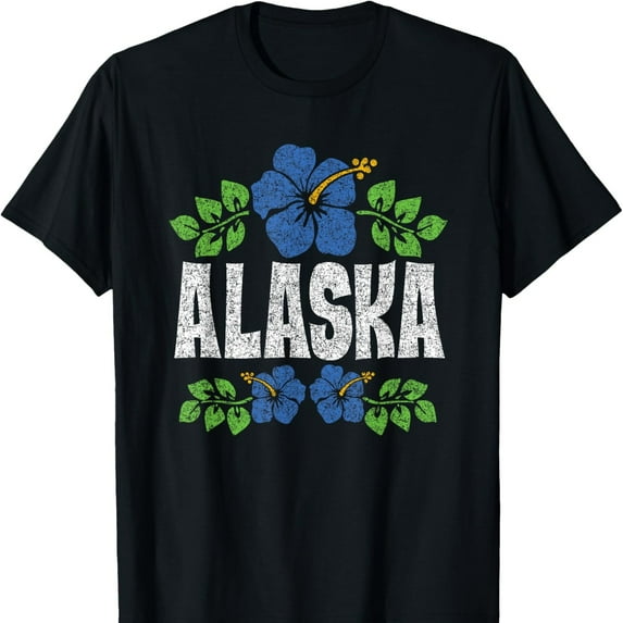 Alaska Flowers DiS1tressed Color Print T-S1Hirt - Walmart.com