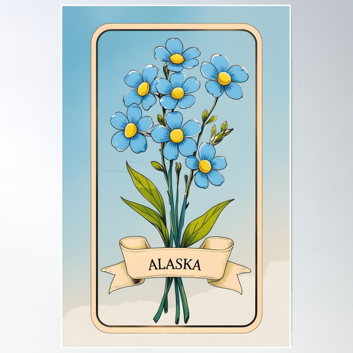 Alaska Forget-Me-Not Poster Wall Art, Modern Wall Decor For Living Room ...