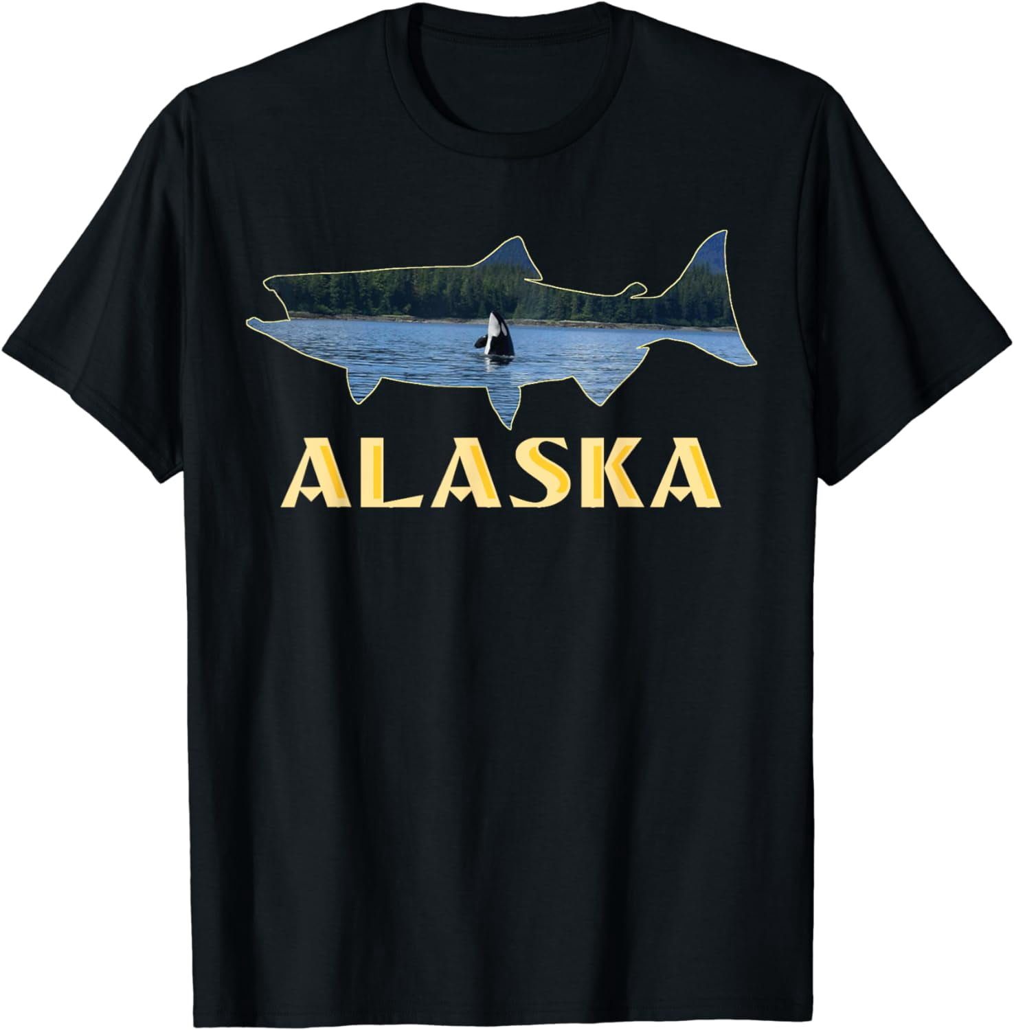 Alaska King Salmon Fishing Vacation Fisherman Orca Whale T-Shirt ...