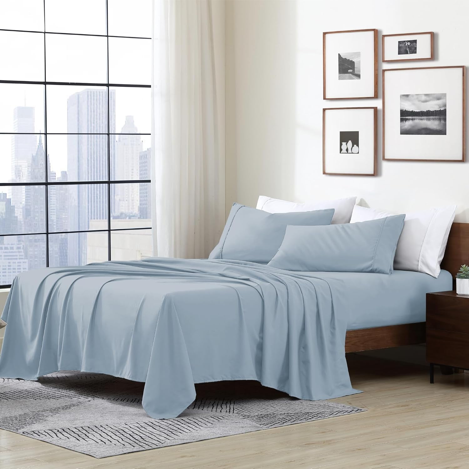 Alaska King Size 4-PCs Sheet Set, 500 Thread Count 100% Egyptian Cotton ...