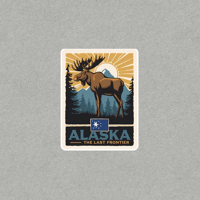 Alaska The Last Frontier Vintage Travel Sticker Moose Wilderness ...