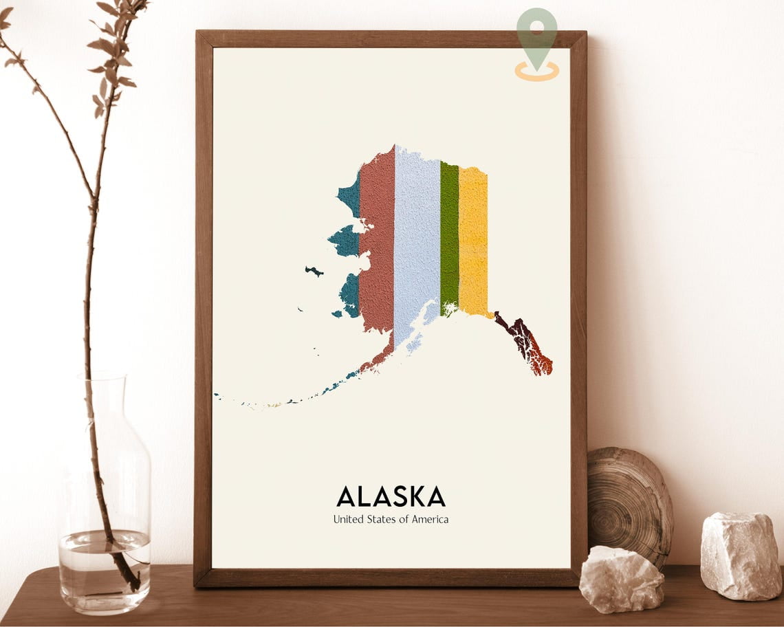 Alaska Map, Alaska Map Print, Alaska State Map Print, Alaska State ...