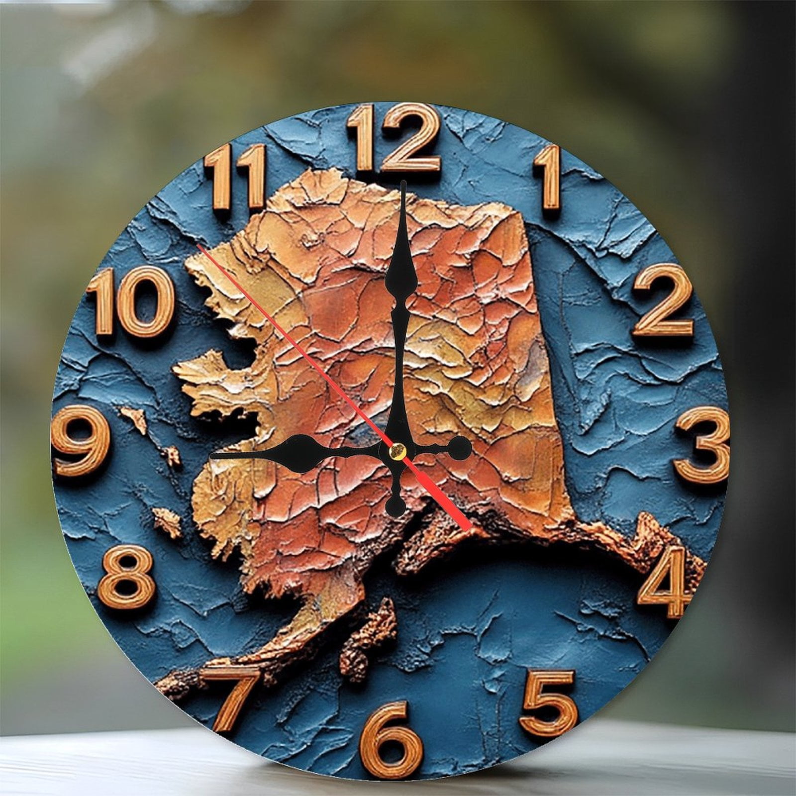 Alaska Map Wall Clock Unique Decor Home Art 10-Inch Silent Wooden Wall ...