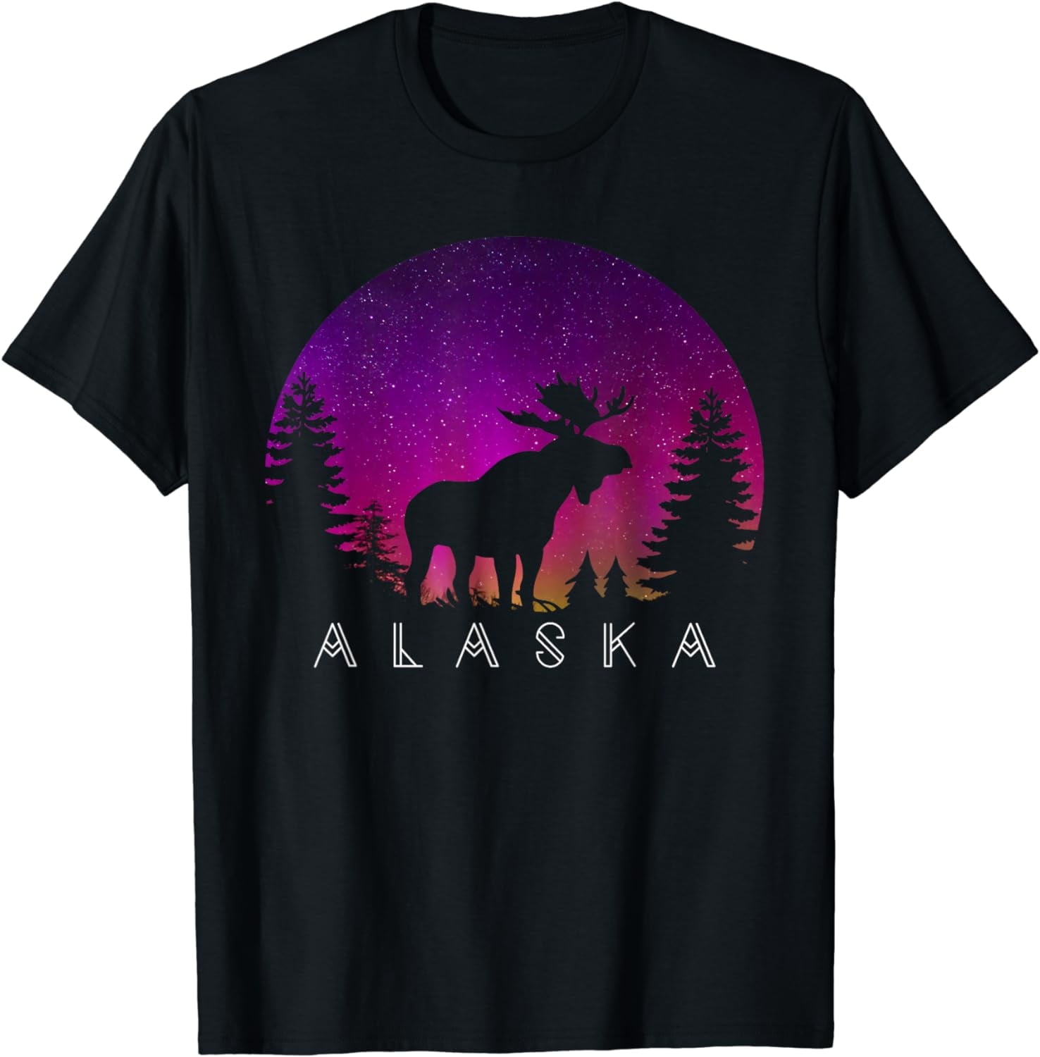 Alaska Moose Aurora Borealis - Alaskan Landscape Photo Cotton T-Shirt ...