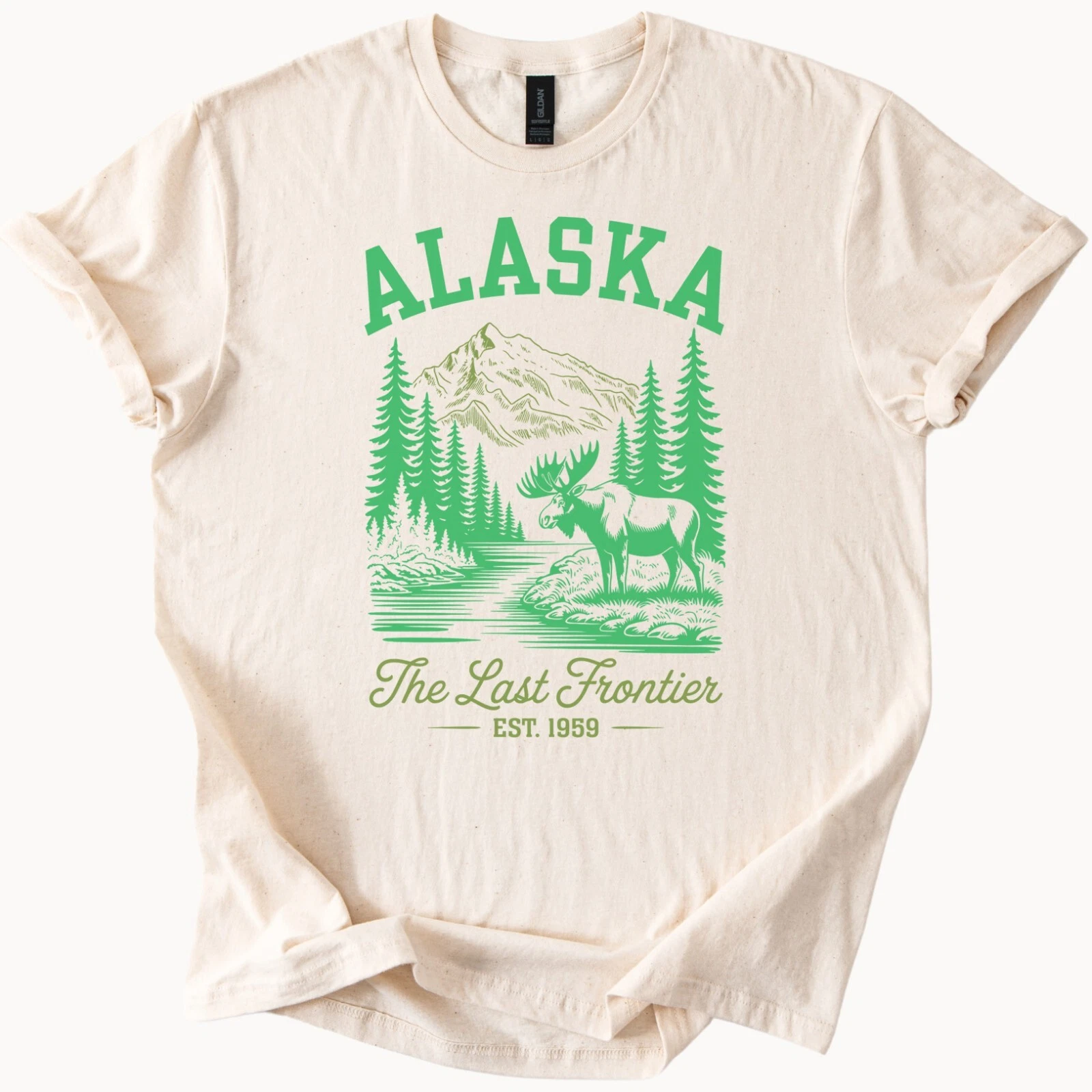 Alaska Moose Mountain Graphic T Shirt The Last Frontier Nature Scene ...