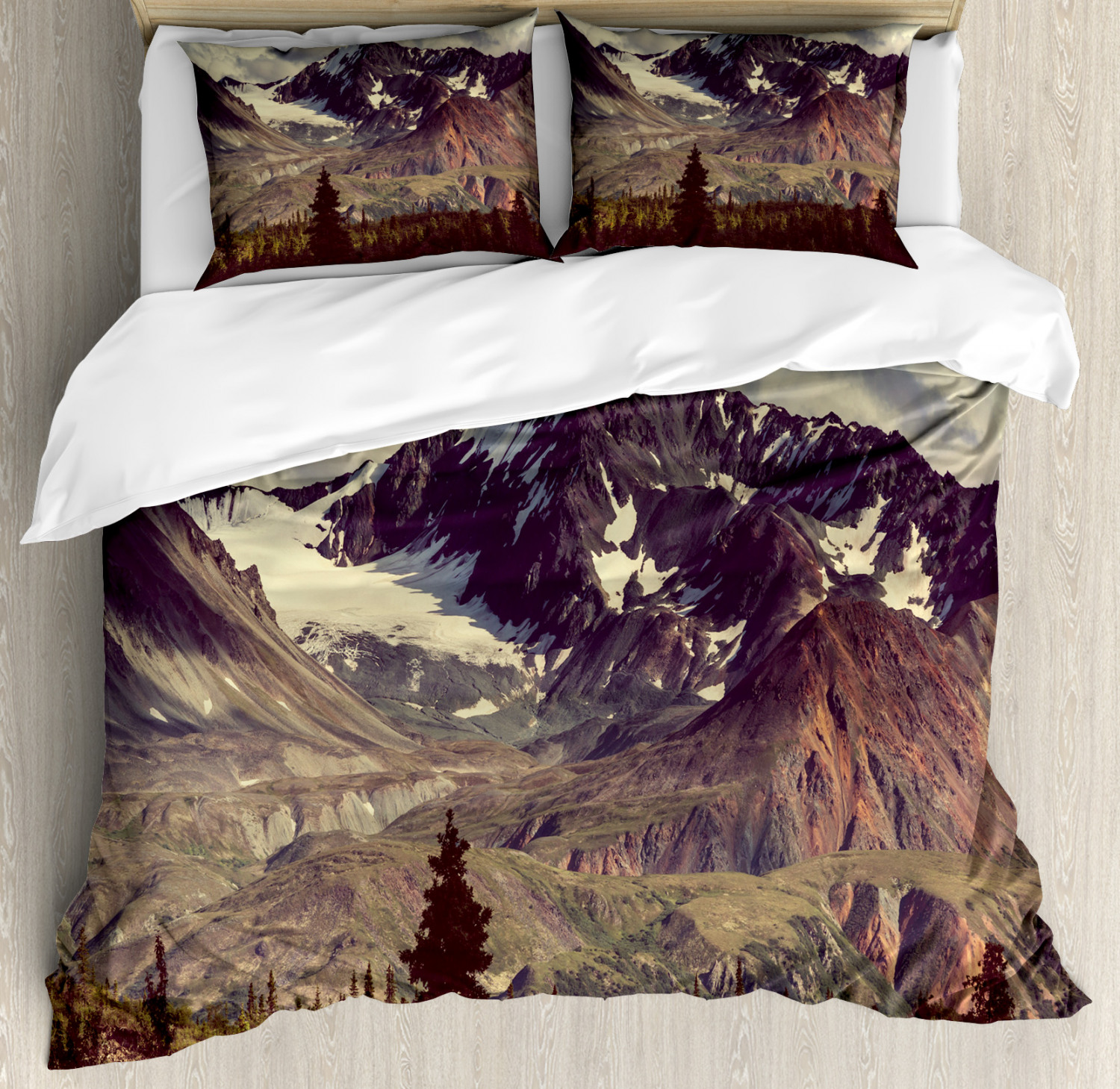 Alaska Mountains Duvet Cover Set King Size, Arctic Landscape Hiking ...