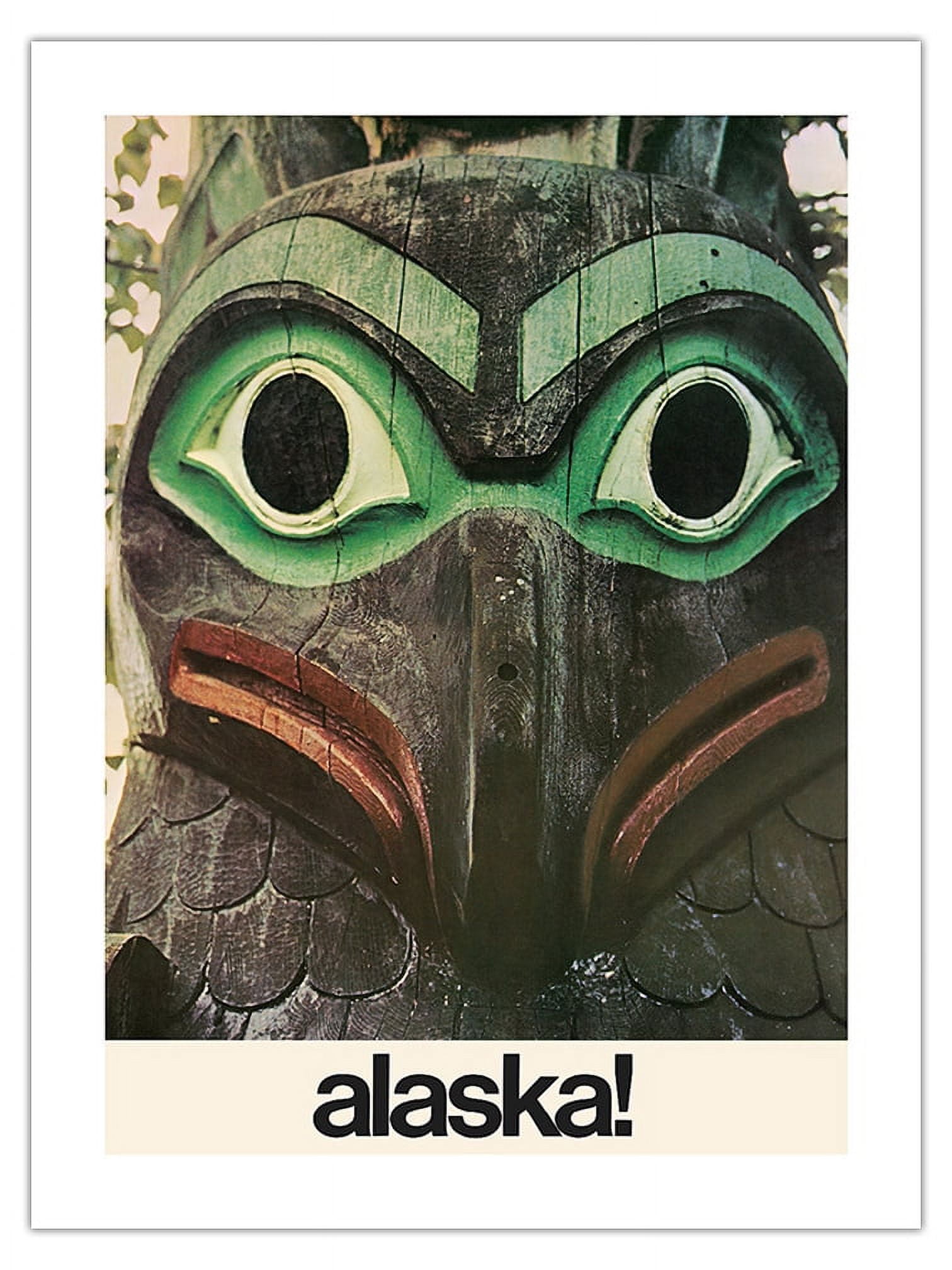 Alaska - Native Aleut Eagle Totem - Vintage Travel Poster c.1960s ...