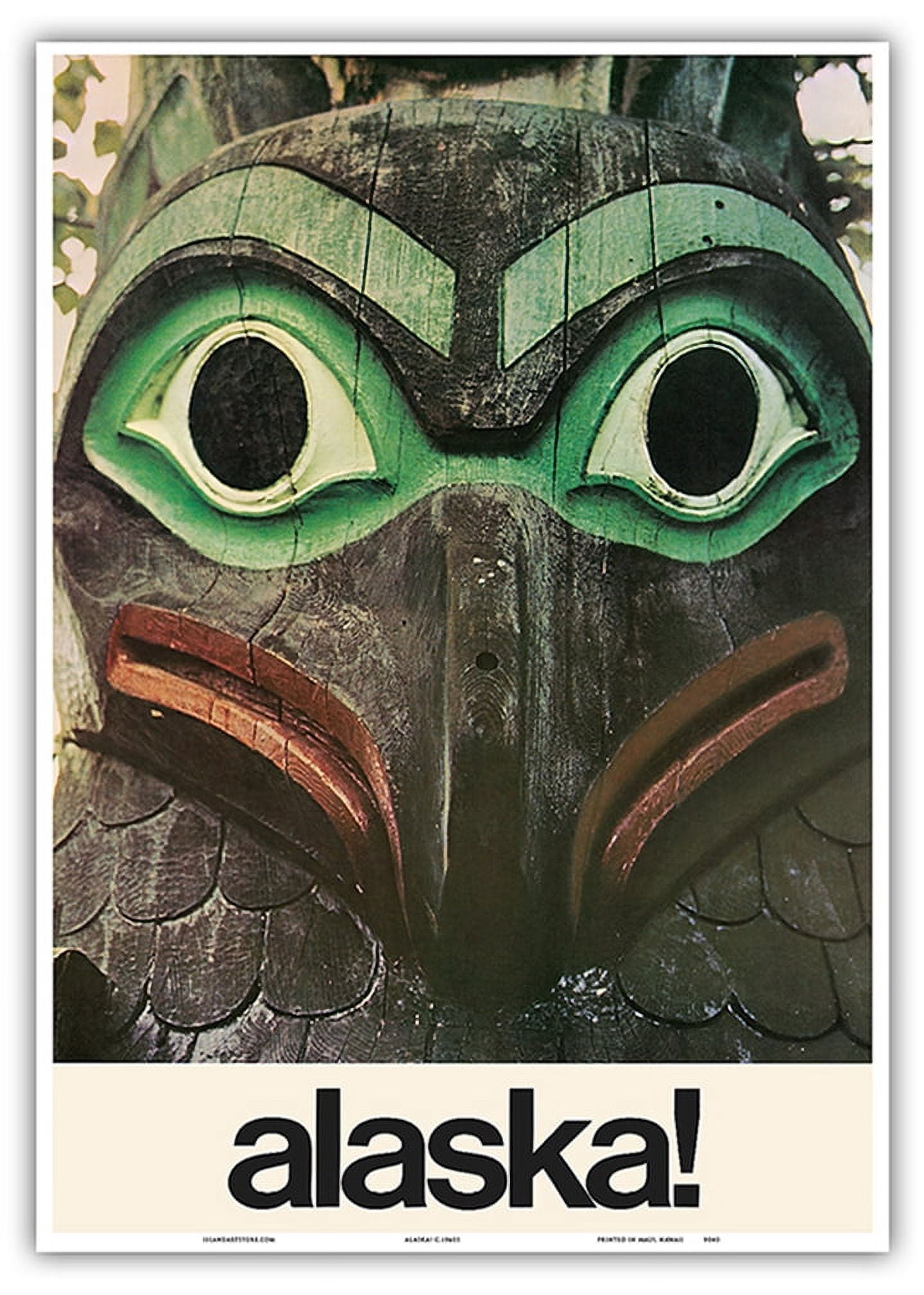 Alaska - Native Aleut Eagle Totem - Vintage Travel Poster c.1960s ...