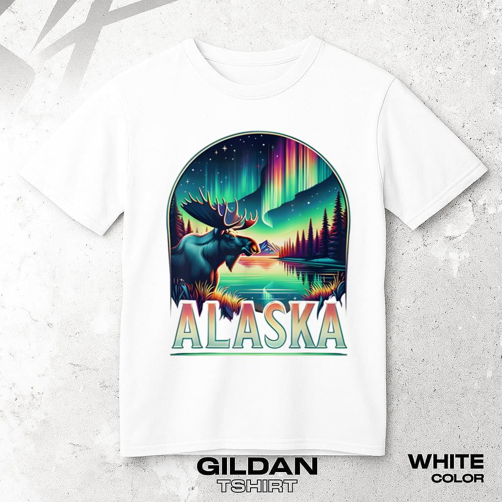 Alaska Northern Lights Aurora Borealis Moose Graphic Souvenir Unisex T ...
