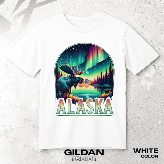 Alaska Northern Lights Aurora Borealis Moose Graphic Souvenir Unisex T ...