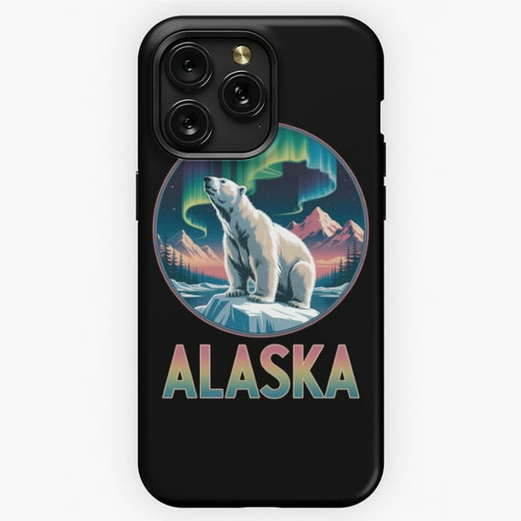 Alaska Northern Lights Bear Aurora Viewing Art iPhone Case 17 16 15 14 ...
