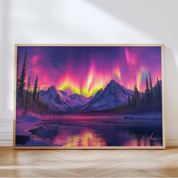 Alaska Northern Lights Print Travel Print Home Decor Unframed Paper ...