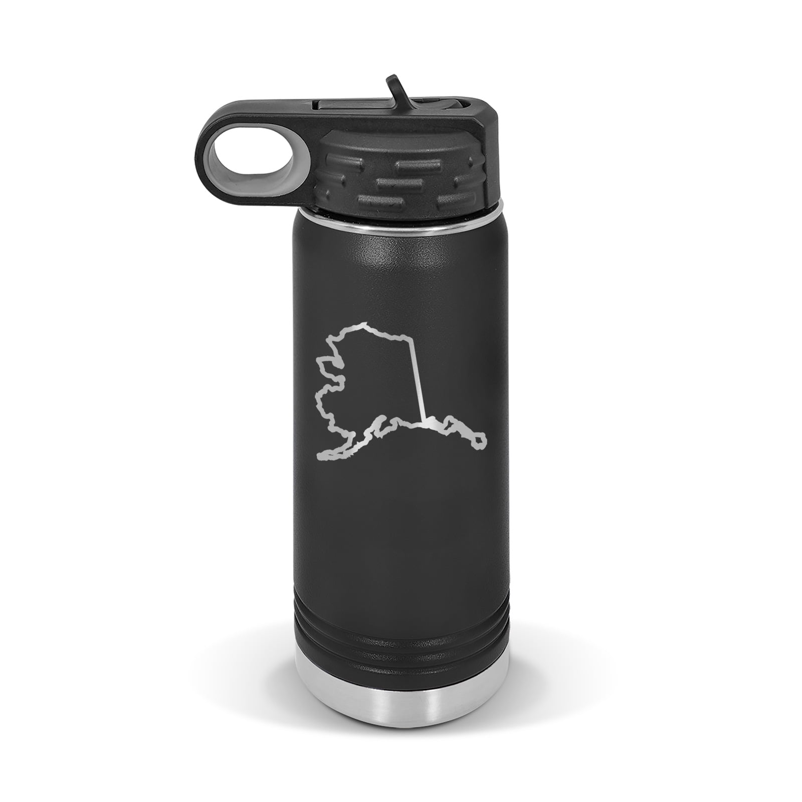 Alaska Outline Water Bottle 20 oz - Laser Engraved w/ Flip Top ...