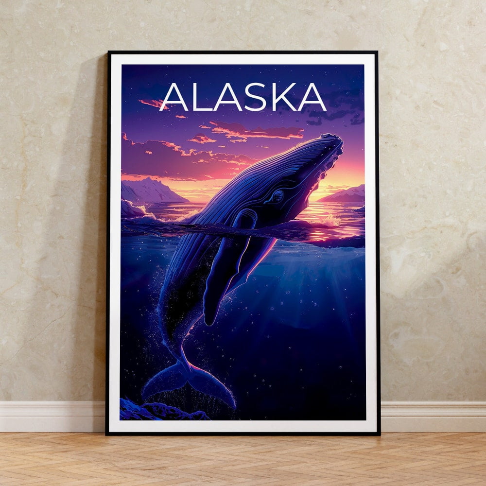 Alaska Poster, Alaska Print, Blue Whale Poster, Blue Whale Print ...